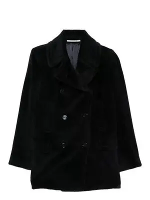 Tagliatore Fabric Double-breasted Coat - Black