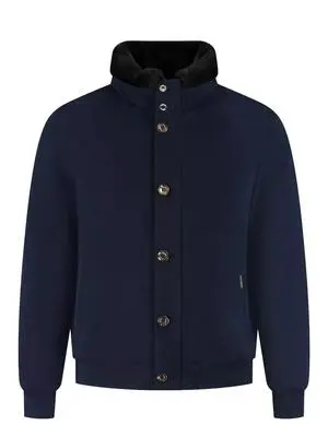 MOORER Buttoned Fur-collar Jacket - Blue