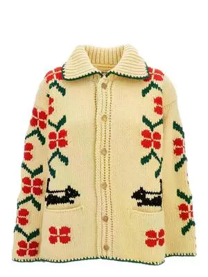 BODE Patterned Intarsia Knit Cardigan