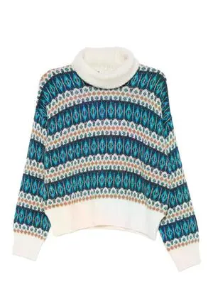 Liu Jo Patterned Turtleneck Sweater - Blue