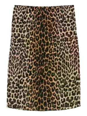 Saint Laurent Animal-print Skirt - Brown