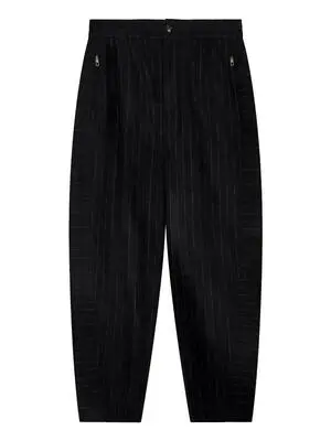 Giorgio Armani Pinstriped Tapered Trousers - Black