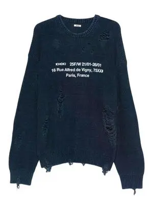 KHOKI Distressed Sweater - Blue