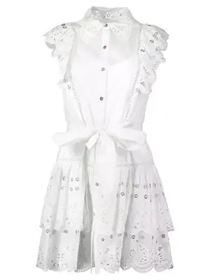 CHRISTY LYNN Tyler Ruffled Eyelet Mini Dress - White