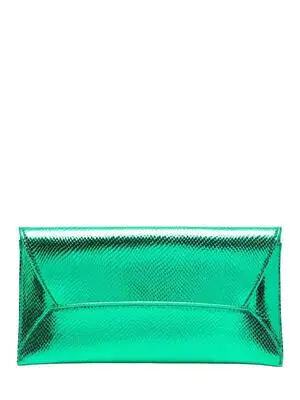 AQUAZZURA Envelope Metallic-effect Clutch Bag - Green