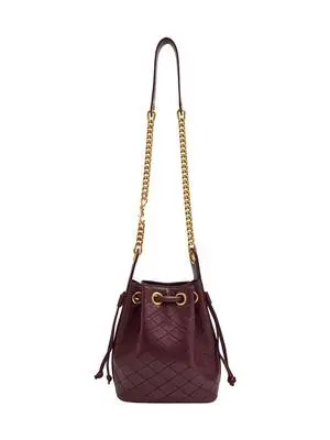 Saint Laurent Bo Chain Quilted Leather Bucket Bag - Burgundy
