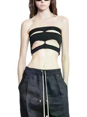 Rick Owens Cut-out Knit Bandeau Top - Black