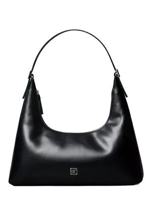 Calvin Klein Leather Shoulder Bag With Logo Detail - Black