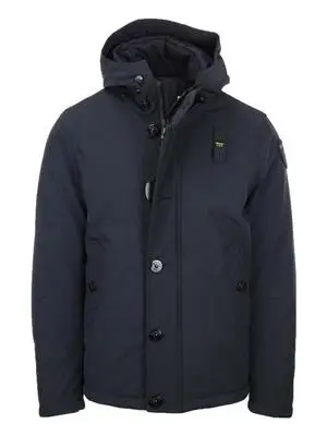 BLAUER. Neoprene Jacket With Fixed Hood Black