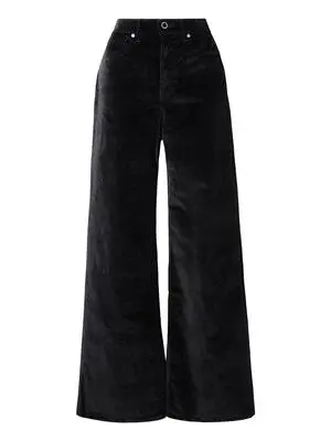 Veronica Beard Taylor Cotton-blend Velvet Wide-leg Pants - Black