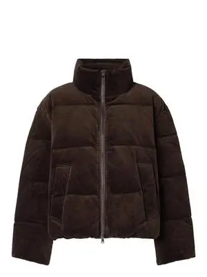 Ralph Lauren Embroidered Quilted Corduroy Down Jacket - Brown