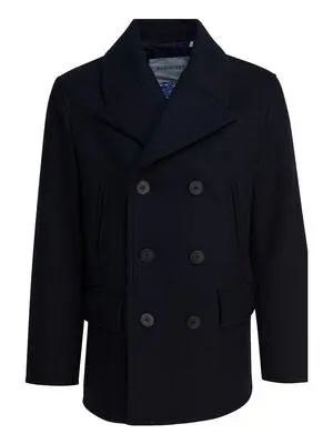 Burberry Wool Double-breasted Coat - Blue
