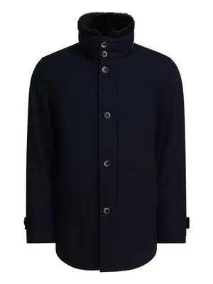 Herno Textured Virgin Wool Long Coat - Blue