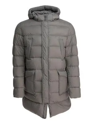 Herno Long Down Jacket With Hood - Grey