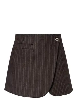 Coperni Pinstripe Wrap Skirt - Brown