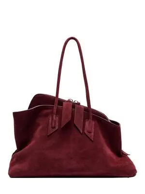 Attico La Passeggiata Medium Suede Tote Bag Burgundy