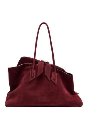 Attico La Passeggiata Medium Suede Tote Bag Burgundy