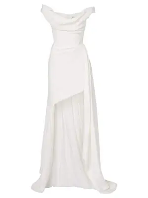 VIVIENNE WESTWOOD Bridal Comet Asymmetric Silk Bustier Gown - White