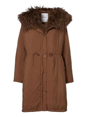 YVES SALOMON Shearling-trimmed Down Coat - Brown