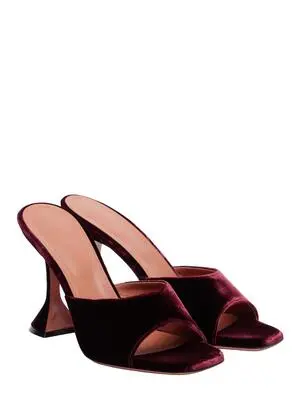 Amina Muaddi Lupita 95 Velvet Mules - Burgundy