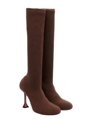 Amina Muaddi Veneda 95 Sock Boots - Brown