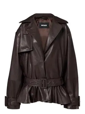 Remain Birger Christensen Belted Leather Biker Jacket - Brown