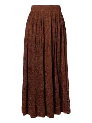 Zimmermann Awaken Lamé Lace Midi Skirt - Brown
