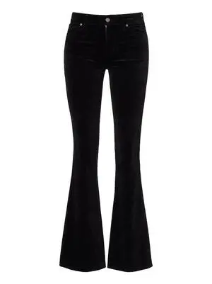 7 For All Mankind Leggy Bootcut Mid-rise Velvet Pants - Black