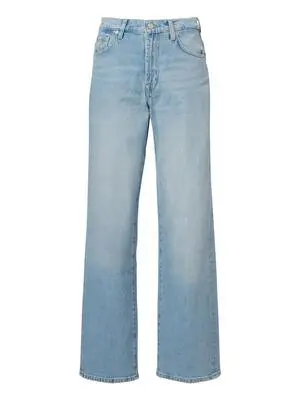 7 For All Mankind Stovepipe Straight Mid-rise Straight Jeans - Blue