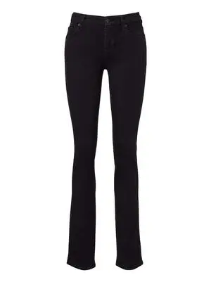 7 For All Mankind Kimmie Straight Mid-rise Slim Jeans - Black