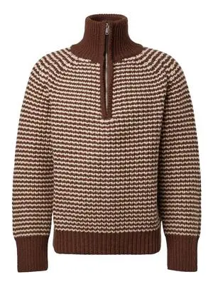 Studio Nicholson Virgin Wool Quarter Zip Sweater - Brown