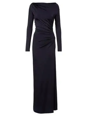 Victoria Beckham Gathered Jersey Maxi Dress - Blue