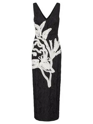 Erdem Floral Jacquard Midi Dress - Black