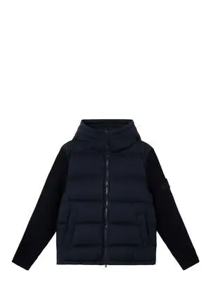 STONE ISLAND Hooded Down Jacket With Wool Sleeves