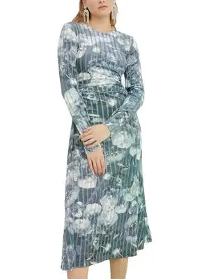Stine Goya Floral Striped Midi Dress - Blue