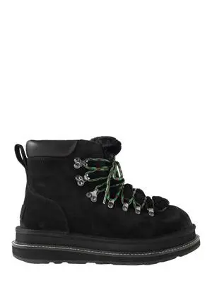 UGG Sacai Leather-trimmed Shearling Ankle Boots - Black
