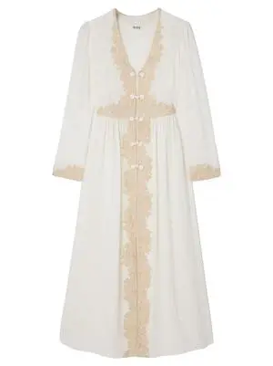 BODE Trousseau Lace-trimmed Silk-jacquard Maxi Dress - Neutrals