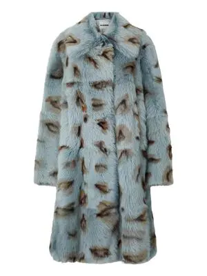 JIL SANDER Oversized Leopard-print Shearling Coat - Blue