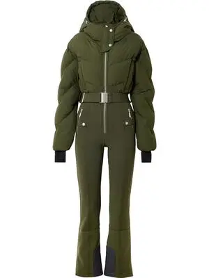 Cordova Ajax Hooded Belted Recycled Quilted Down Ski Suit - Green