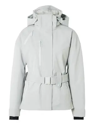 Cordova Cascade Appliquéd Belted Stretch Hooded Ski Jacket - Gray