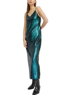 SAMSOE SAMSOE Sequin Tie Midi Dress - Green