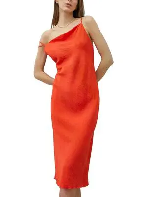 SAMSOE SAMSOE Midi Cowl-neck Dress - Orange