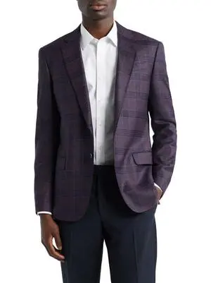 Emporio Armani G-line Check Wool Sport Coat - Plum
