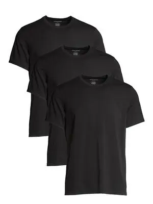 SINGLE STITCH Cotton Modal Crew Neck T-shirt 3-pack Black