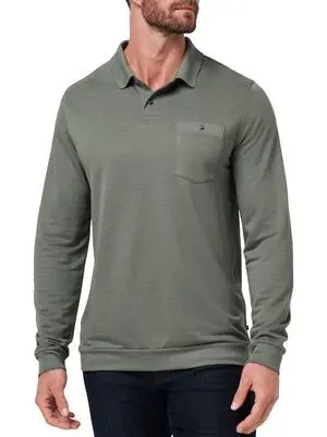 Travis Mathew December First Long Sleeve Pocket Polo - Dark Olive