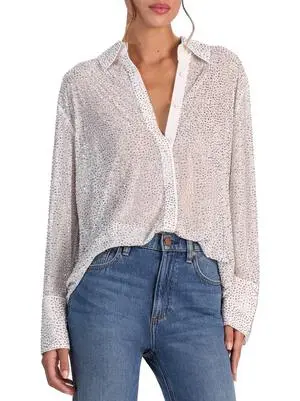 Alice + Olivia Crystal Detail Button-up Shirt - Off White