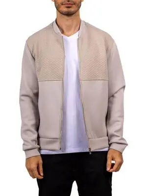 MACEOO Ascension 047 Mixed Media Bomber Jacket - Beige