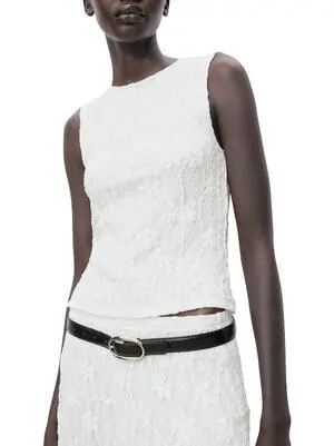 Mango Lace Sleeveless Top - White