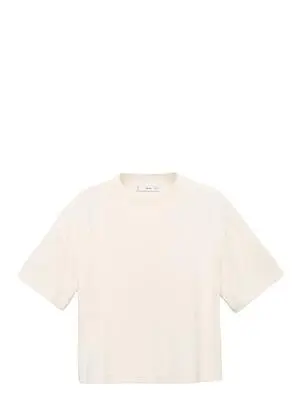 Mango Boxy Cotton-Blend T-Shirt Ecru