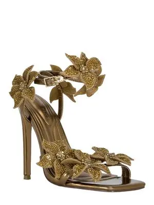 AZALEA WANG Romi Floral Stiletto Sandals - Bronze